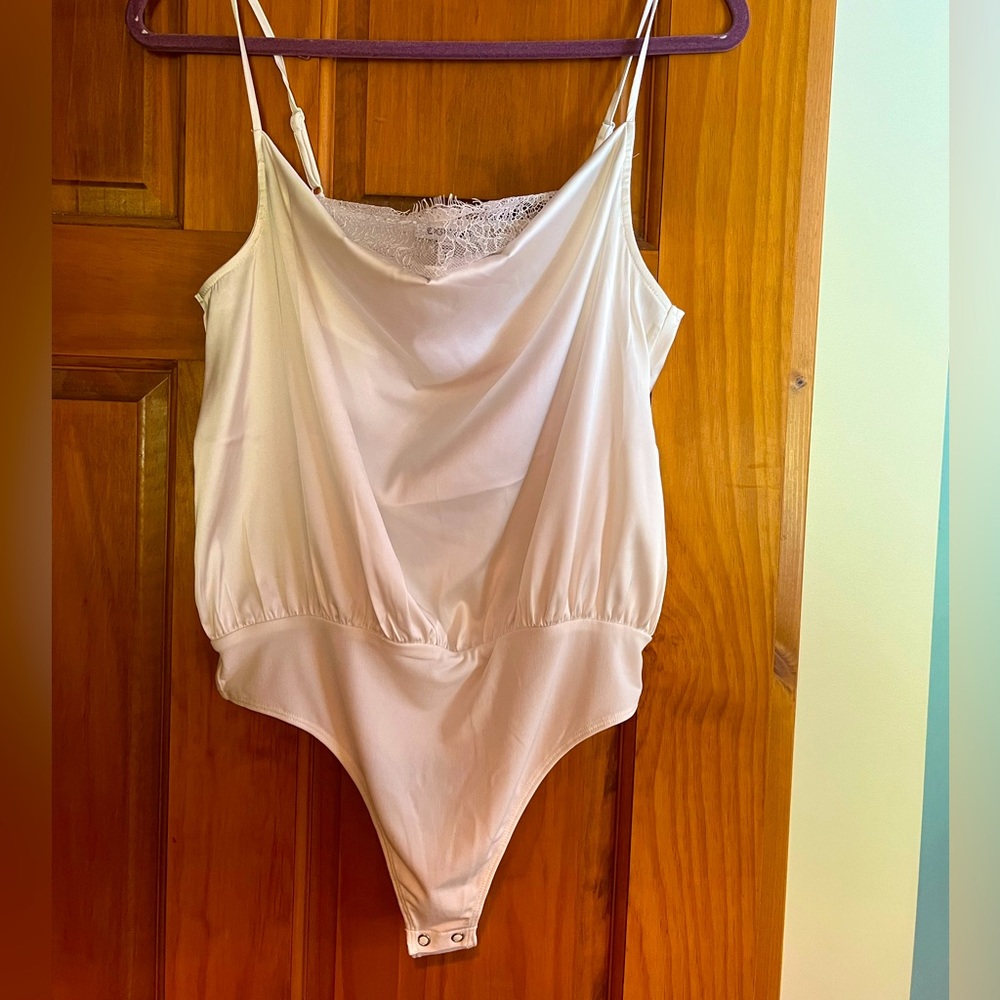 Express Satin Bodysuit With Lace Detailing. - Gem
